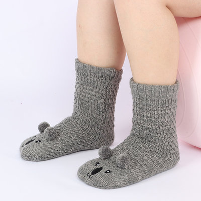 wholesale 3D animal design indoor warm soft fuzzy sleep socks women cozy winter slippers sock with fashion pattern
