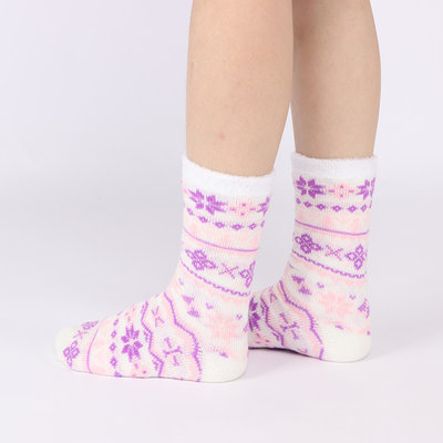 wholesale Woman Anti-Slip Fluffy Fuzzy soft Slipper Socks With Grips fashion pattern Warm Winter Floor designer socks
