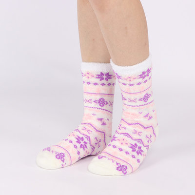 wholesale Woman Anti-Slip Fluffy Fuzzy soft Slipper Socks With Grips fashion pattern Warm Winter Floor designer socks