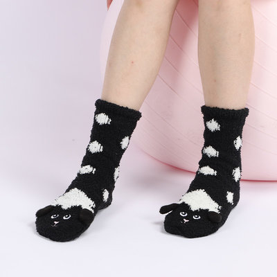 Girls Cute animal Pattern Warm Winter designer socks Super Soft Cozy Fuzzy Fluffy Fleece Lined Slipper Socks with Grippers