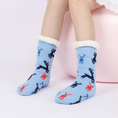 Wholesale Winter Thick Warm Christmas Sleep Socks For Women Adult cute Deer Pattern Home Floor Socks