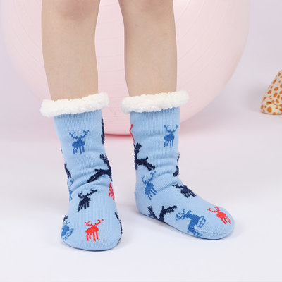 Wholesale Winter Thick Warm Christmas Sleep Socks For Women Adult cute Deer Pattern Home Floor Socks