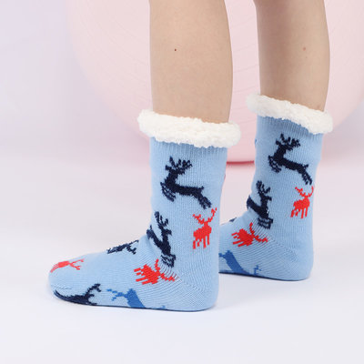 Wholesale Winter Thick Warm Christmas Sleep Socks For Women Adult cute Deer Pattern Home Floor Socks