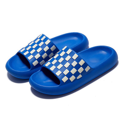 Female cheap bedroom Black White Grid Flat Sandals Adult indoor non-slip Women Slippers for Men home shoes light
