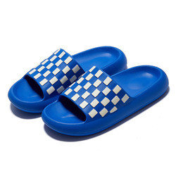 Female cheap bedroom Black White Grid Flat Sandals Adult indoor non-slip Women Slippers for Men home shoes light