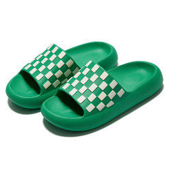 Female cheap bedroom Black White Grid Flat Sandals Adult indoor non-slip Women Slippers for Men home shoes light