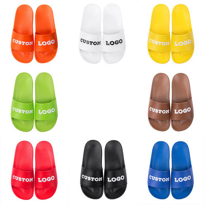 Wholesale High Fashion Sandals custom Logo Summer Men PVC Nude color slippers New Designs Flat women home indoor shoes slides