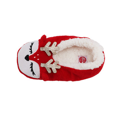 Children Girls Cartoon Animal Christmas Deer Winter Plush Slippers Customized Fluffy Indoor Home Slippers for Kids
