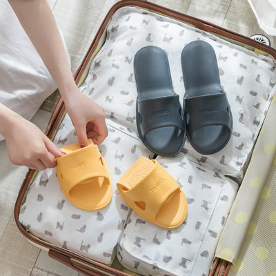 Wholesale new style bathroom couple sandals summer convenient travel hotel folding non-slip solid color slippers
