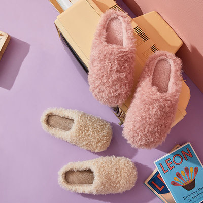 2021 autumn and winter new products fashion simple home indoor shoes couple soft plush warm slippers for men and women