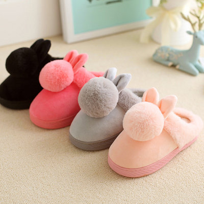 Hot sale New children cute slippers autumn winter cartoon plush ball warm girls home indoor shoes for kids