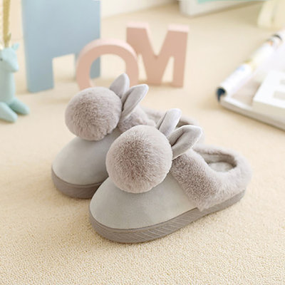 Hot sale New children cute slippers autumn winter cartoon plush ball warm girls home indoor shoes for kids