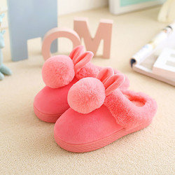Hot sale New children cute slippers autumn winter cartoon plush ball warm girls home indoor shoes for kids