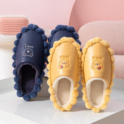 New design Breathable plush cheap bedroom slippers closed toe ladies fashion solid color household shoes