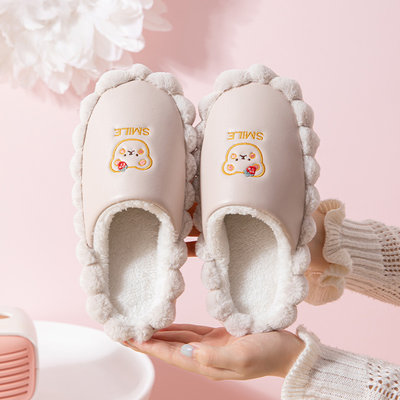 New design Breathable plush cheap bedroom slippers closed toe ladies fashion solid color household shoes