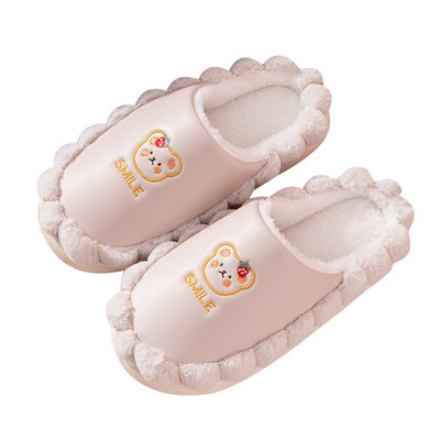 New design Breathable plush cheap bedroom slippers closed toe ladies fashion solid color household shoes