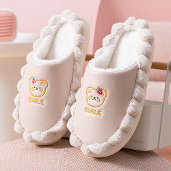 Best price comfort warm home slippers hot sale custom delicate plush cute cartoon vamp home indoor shoes female