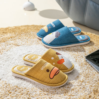 Custom cartoon Goodluck Duck shape home shoes ladies winter closed toe PVC material anti-slip slippers