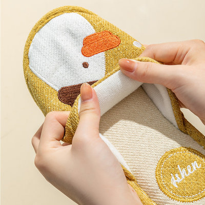 Custom cartoon Goodluck Duck shape home shoes ladies winter closed toe PVC material anti-slip slippers