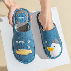 Custom cartoon Goodluck Duck shape home shoes ladies winter closed toe PVC material anti-slip slippers