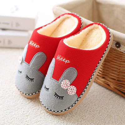 Autumn winter home indoor shoes cute rabbit shape warm cartoon thick bottom plush slippers for men and women