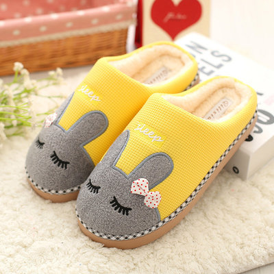 Autumn winter home indoor shoes cute rabbit shape warm cartoon thick bottom plush slippers for men and women