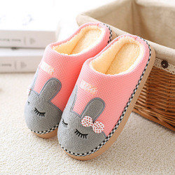 Autumn winter home indoor shoes cute rabbit shape warm cartoon thick bottom plush slippers for men and women