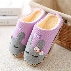 Autumn winter home indoor shoes cute rabbit shape warm cartoon thick bottom plush slippers for men and women
