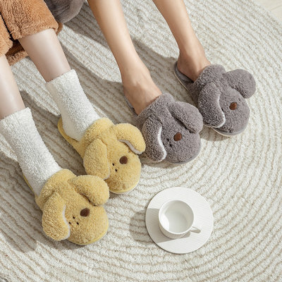 Cute cartoon home slippers factory price ladies winter soft plush warm bedroom shoes for women and male