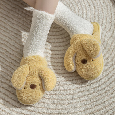Cute cartoon home slippers factory price ladies winter soft plush warm bedroom shoes for women and male