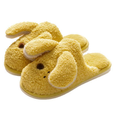 Cute cartoon home slippers factory price ladies winter soft plush warm bedroom shoes for women and male