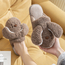 Cute cartoon home slippers factory price ladies winter soft plush warm bedroom shoes for women and male