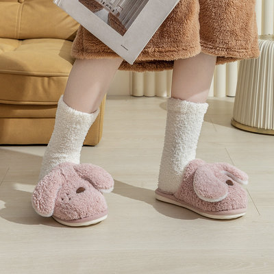 Slippers custom vivid Cartoon hot sale winter fashion solid color soft plush home indoor shoes women fashion dogs shoes