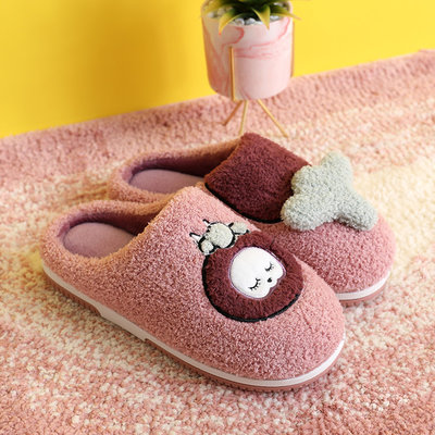 Cute cartoon slippers female indoor and outdoor warm winter home couple soft plush cheap bedroom shoes
