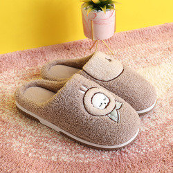 Cute cartoon slippers female indoor and outdoor warm winter home couple soft plush cheap bedroom shoes