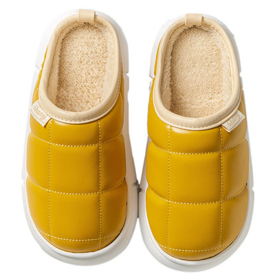 Factory price PU Leather upper slippers wholesale flexible comfort Thick Bottom winter fashion female bedroom shoes
