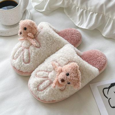 Wholesale 2021 winter new female cute Cartoon plush bear indoor home shoes keep warm soft couple slippers
