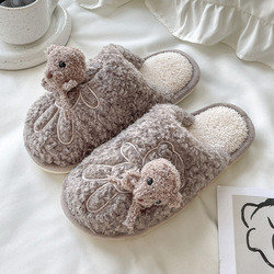Wholesale 2021 winter new female cute Cartoon plush bear indoor home shoes keep warm soft couple slippers