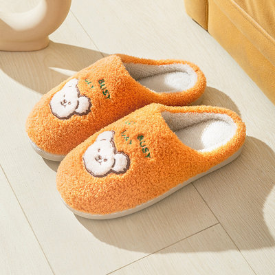 wholesale New women winter warm home cartoon cute bear slippers soft plush anti-slip couple house shoes