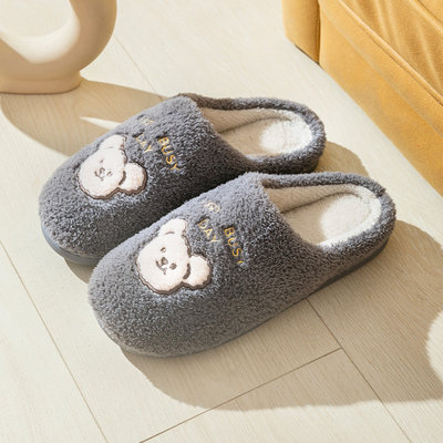 wholesale New women winter warm home cartoon cute bear slippers soft plush anti-slip couple house shoes