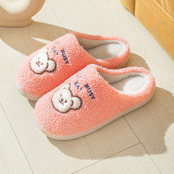 wholesale New women winter warm home cartoon cute bear slippers soft plush anti-slip couple house shoes