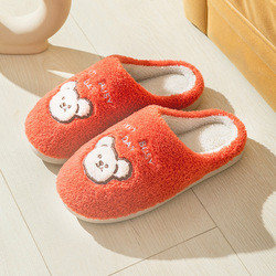 wholesale New women winter warm home cartoon cute bear slippers soft plush anti-slip couple house shoes