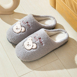 wholesale New women winter warm home cartoon cute bear slippers soft plush anti-slip couple house shoes