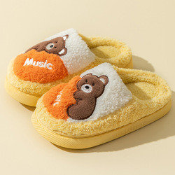 Wholesale new design ladies thick-soled cute bear house shoes couple warm soft plush slippers winter