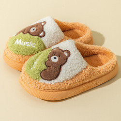 Wholesale new design ladies thick-soled cute bear house shoes couple warm soft plush slippers winter