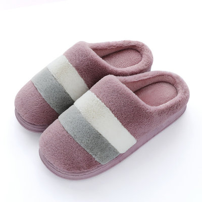 Slippers winter couple new fashion simple style plus plush warm ladies thick-soled non-slip home indoor shoes
