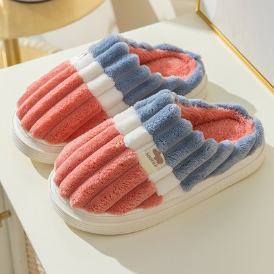 Winter warm breathable slippers ladies delicate plush house slipper for women and men anti-slip Home indoor Shoes