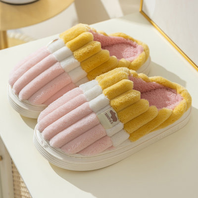 Winter warm breathable slippers ladies delicate plush house slipper for women and men anti-slip Home indoor Shoes