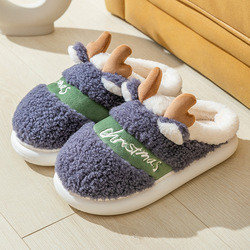 New 2021 cartoon home indoor slippers winter Christmas deer cute thick-bottomed warm couple shoes supplier