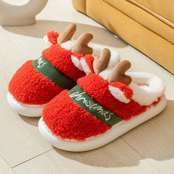New 2021 cartoon home indoor slippers winter Christmas deer cute thick-bottomed warm couple shoes supplier